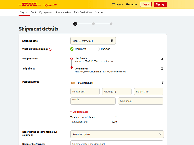 How to create a DHL shipment in DHL ShipNow | DHL SERVICEPOINT