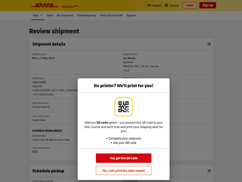 How to create a DHL shipment in DHL ShipNow | DHL SERVICEPOINT
